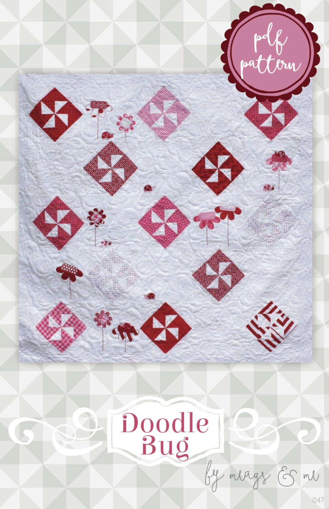 Instant Download: Doodlebug- an Applique and Pieced Quilt Pattern ...