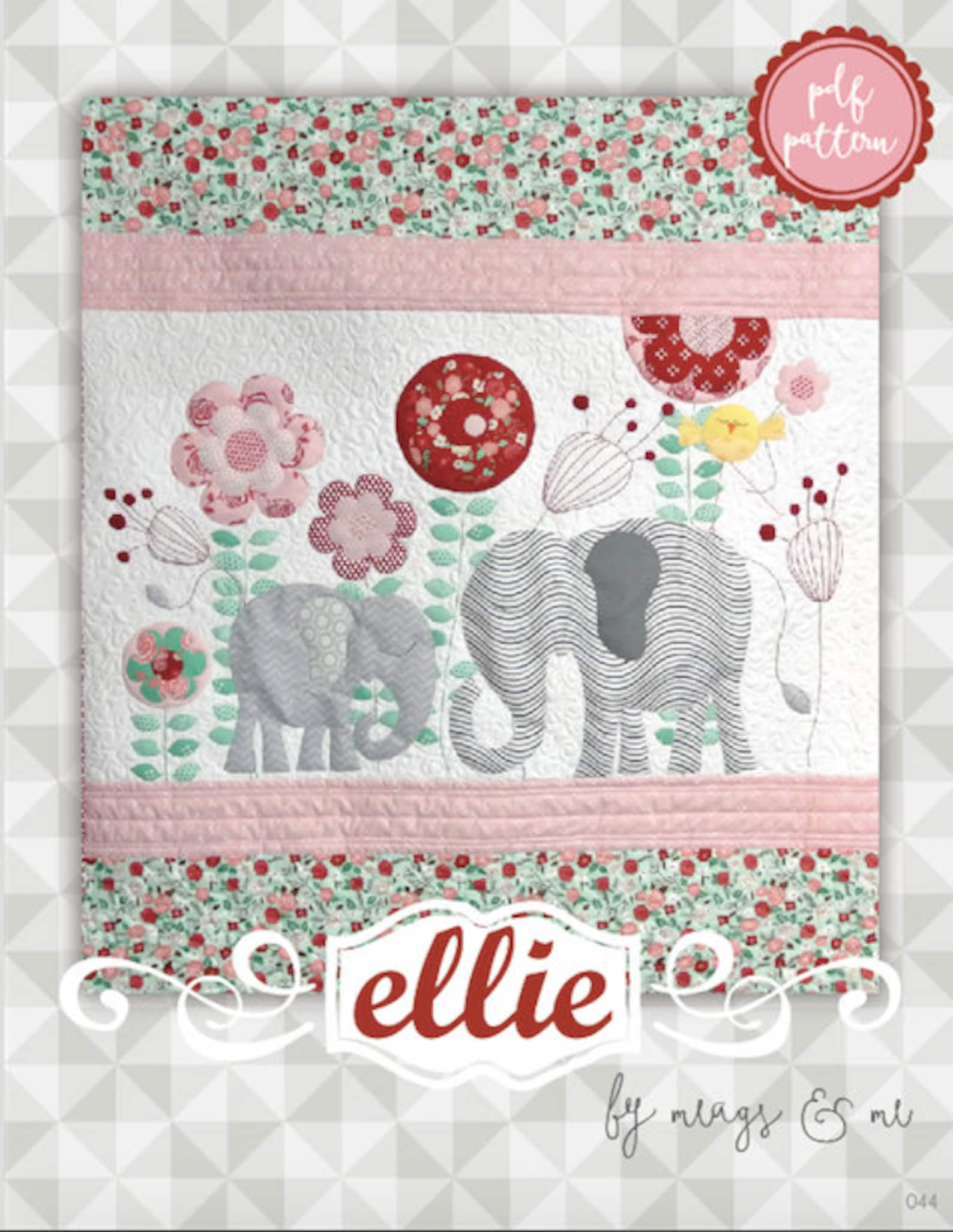 Instant Download- Ellie Quilt Pattern. Embroidery. Elephant. Panel ...