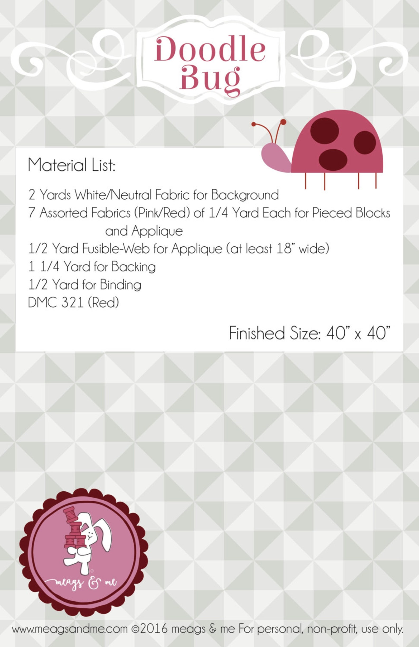 Instant Download: Doodlebug an Applique and Pieced Quilt Pattern ...