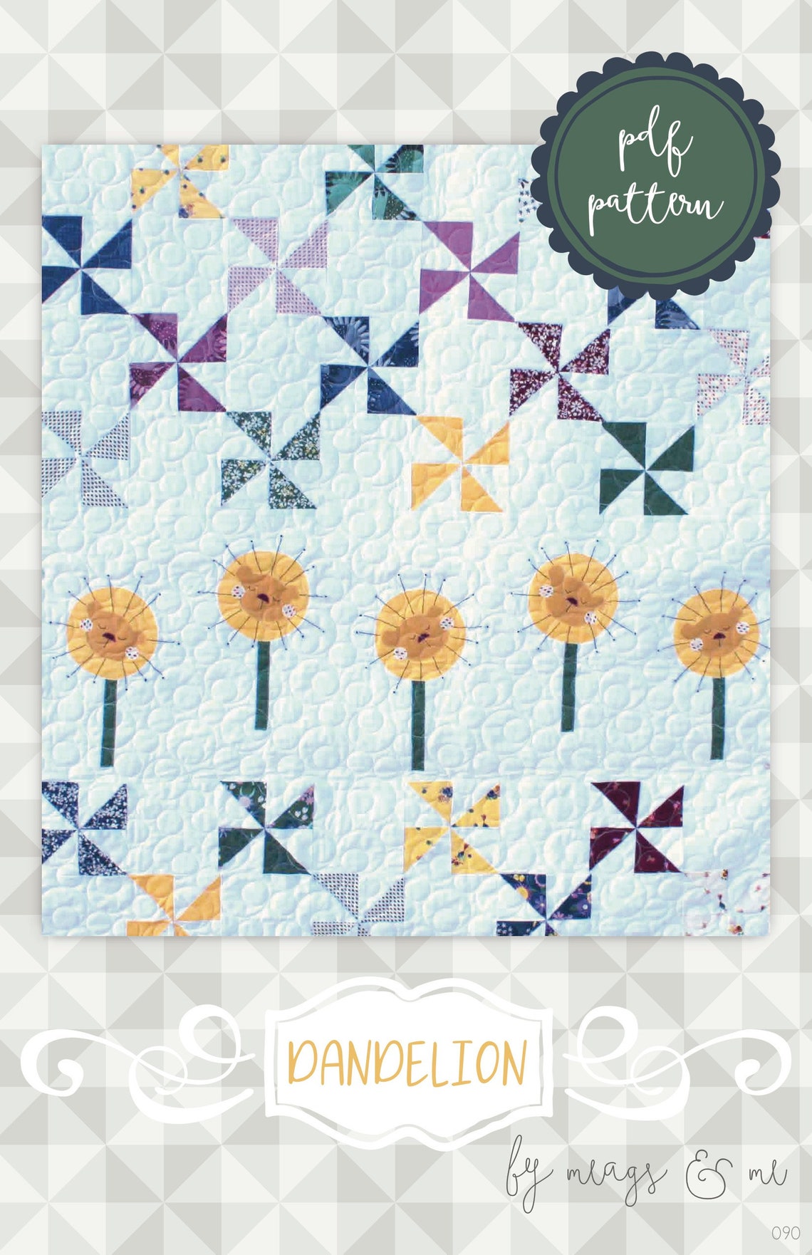 Instant Download: Dandelion. Applique Quilt. Pinwheel Quilt Pattern ...
