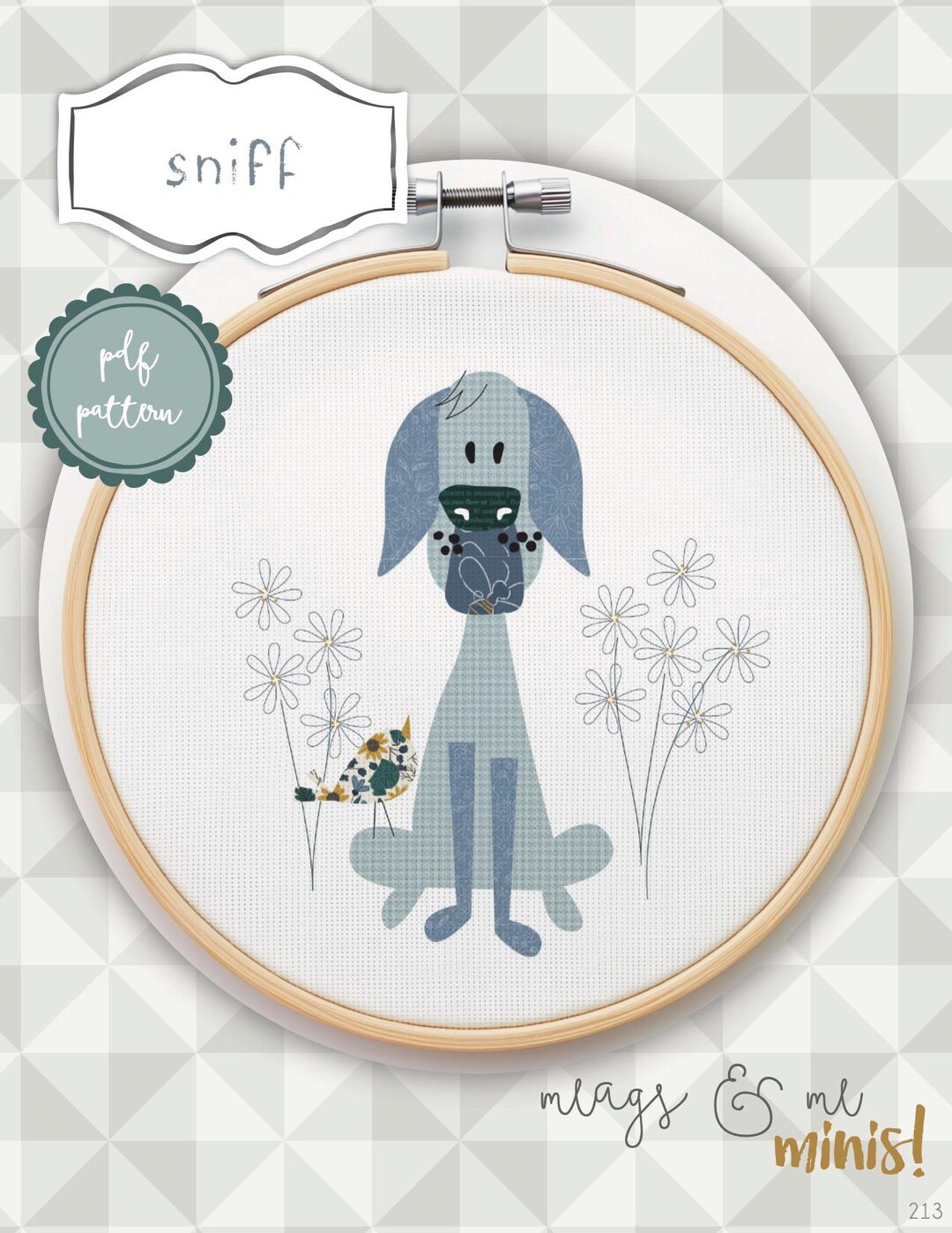 Instant Download- Sniff Mini, an Applique and Hand Embroidery Picture ...