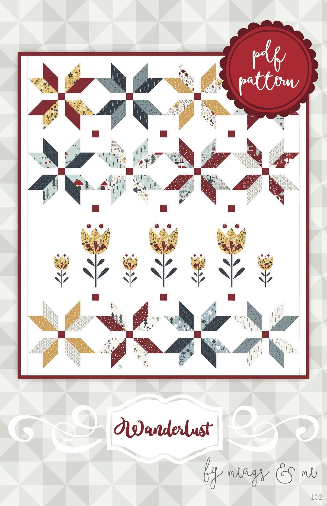 Instant Download- Wanderlust. Applique and Embroidery Quilt Pattern ...