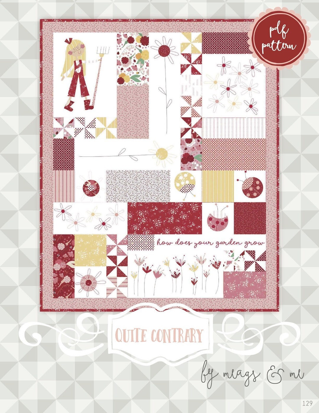Instant Download- Quite Contrary Quilt Pattern. Ladybug Mania Fabric ...