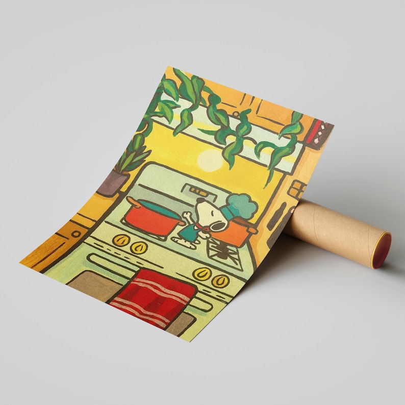 Snoopy Chef Poster | Cute Kitchen Wall Art | Whimsical Cooking Print ...