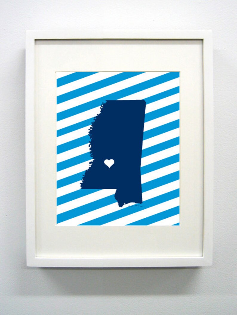Jackson Mississippi Landmark State Giclée Map Art Print 8x10 Etsy
