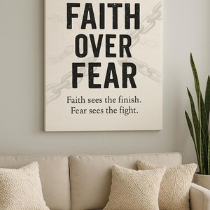 Faith Over Fear Wall Art Christian Printable | Bible Verse Digital ...
