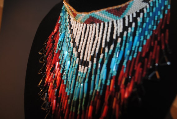 Items similar to Unique Elegant Native American Beaded Choker Necklace ...