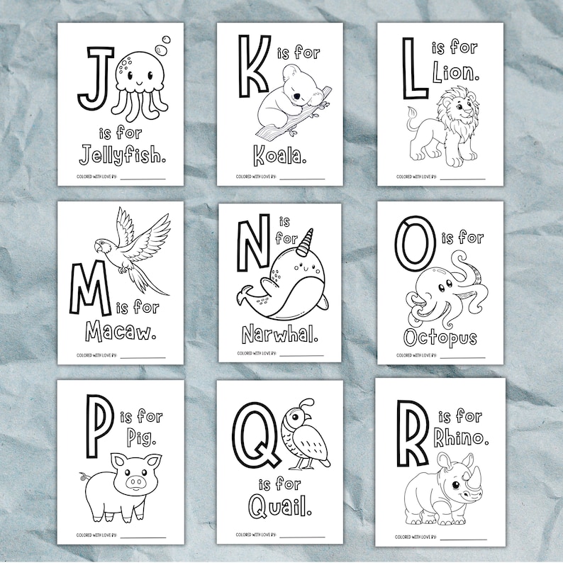 Printable ABC Coloring Book Baby Shower Activity, Digital Download Baby ...