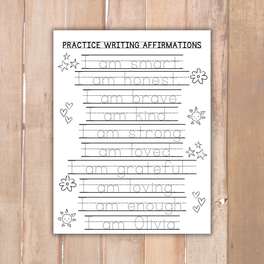 Custom Tracing Practice, Printable Personalized Pre-k Affirmations ...