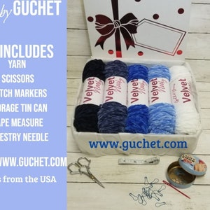 Yarn Gift Set- FREE SHIPPING, Blue Velvet, Yarn Gift, Yarn for ...