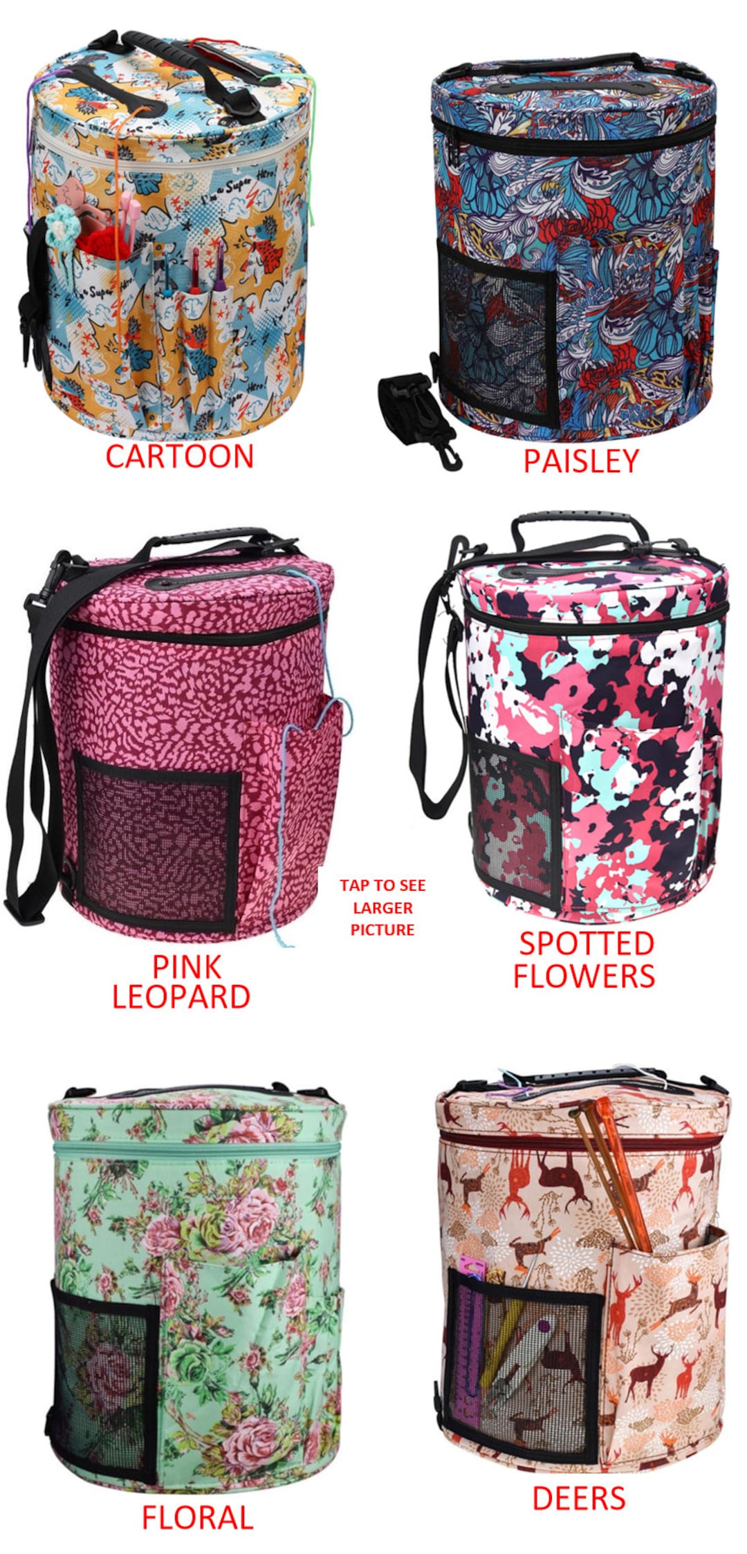 Yarn Bag - X-LARGE Bucket Style Yarn Tote Bag, Craft Bag Organizer ...