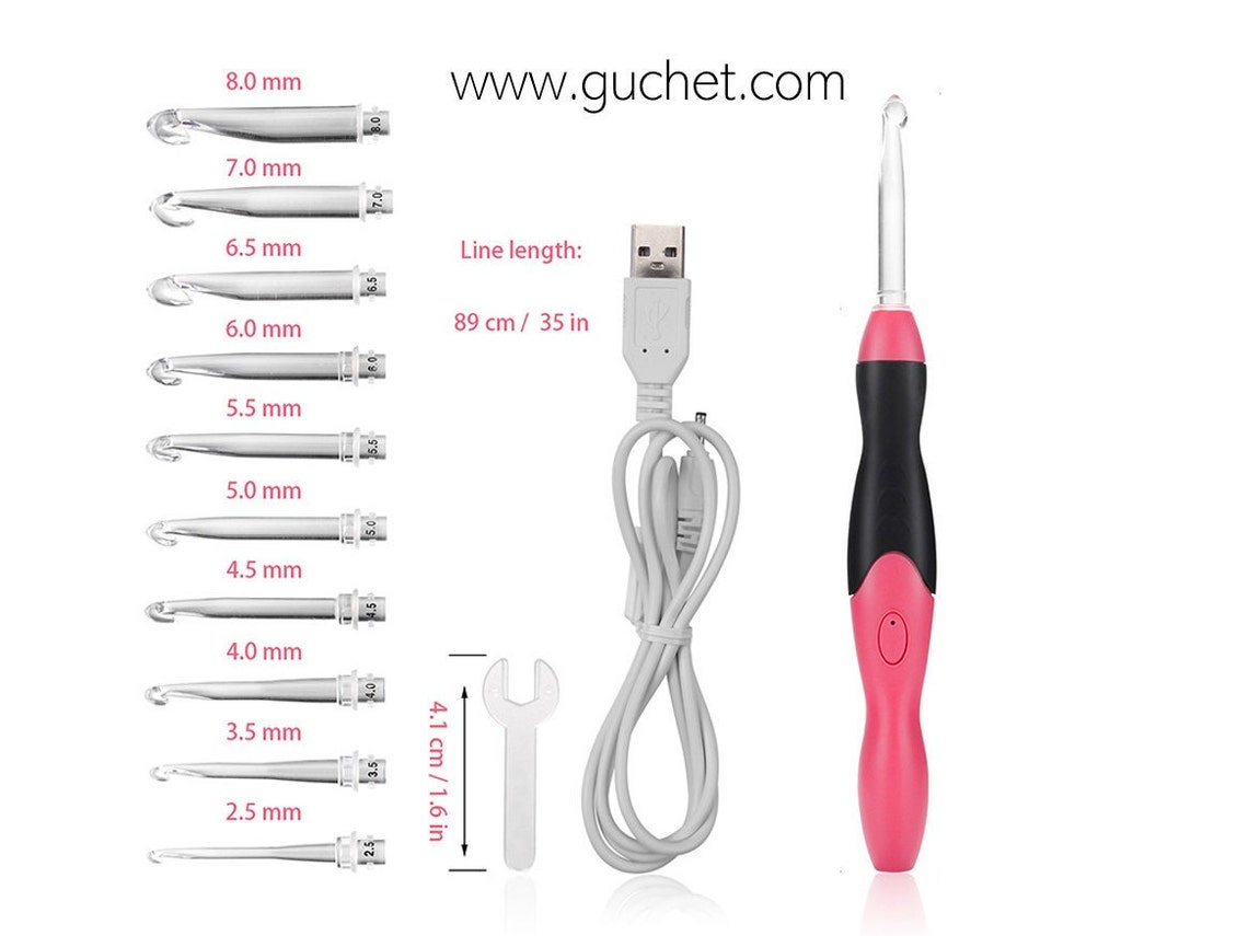 Light up Crochet Hook Set Includes 11 Pieces Rechargeable - Etsy