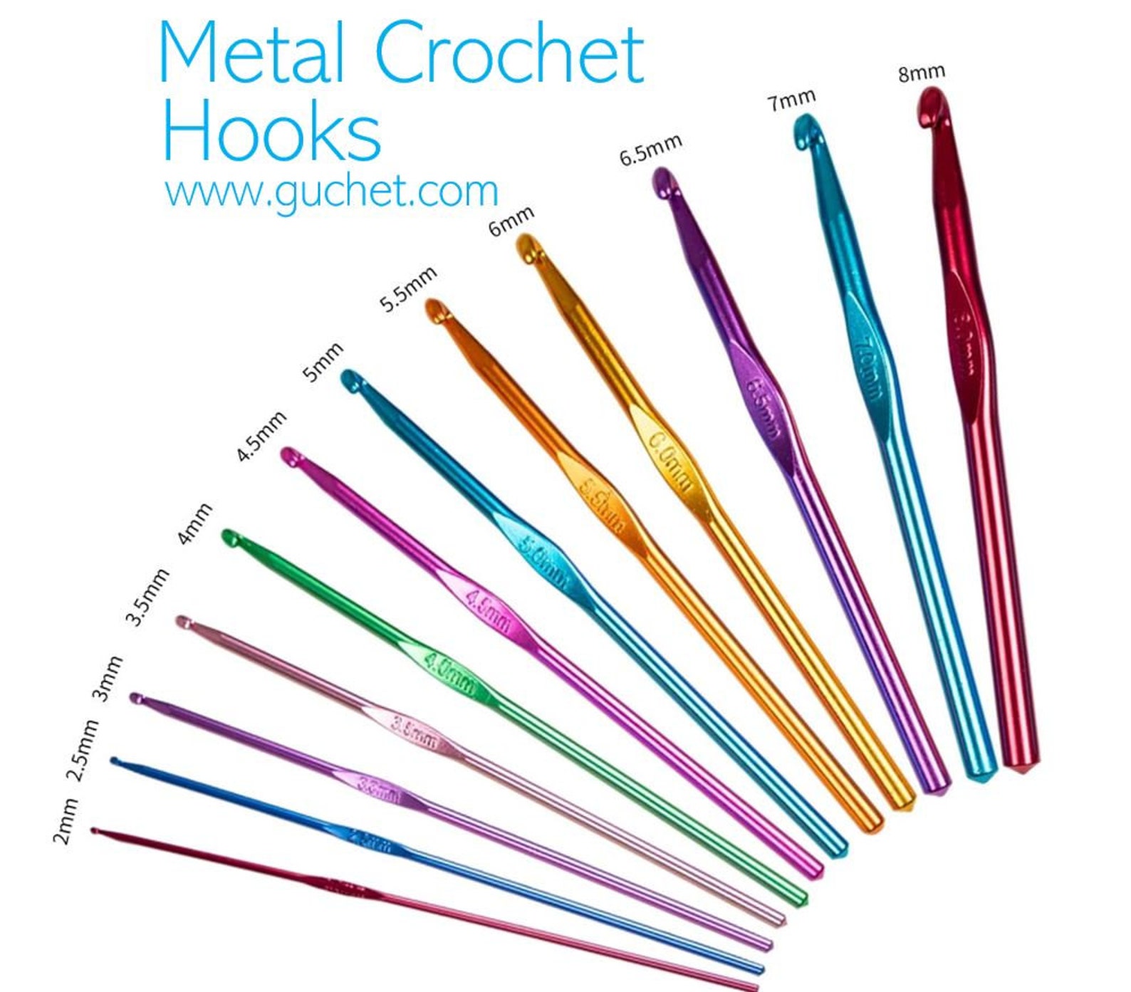 Crochet Hook Set - Includes 12 Hooks. Beginner Crochet Hooks, Metal ...