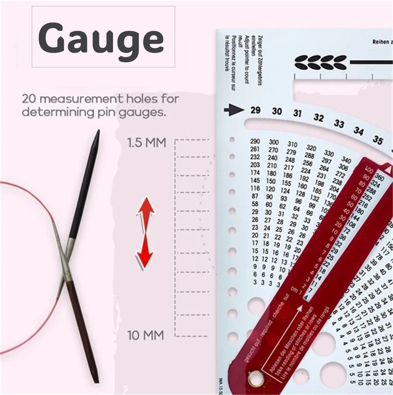 Knitting Gauge Ruler - Knitting Stitch Calculator, Swatch Ruler, Stitch ...