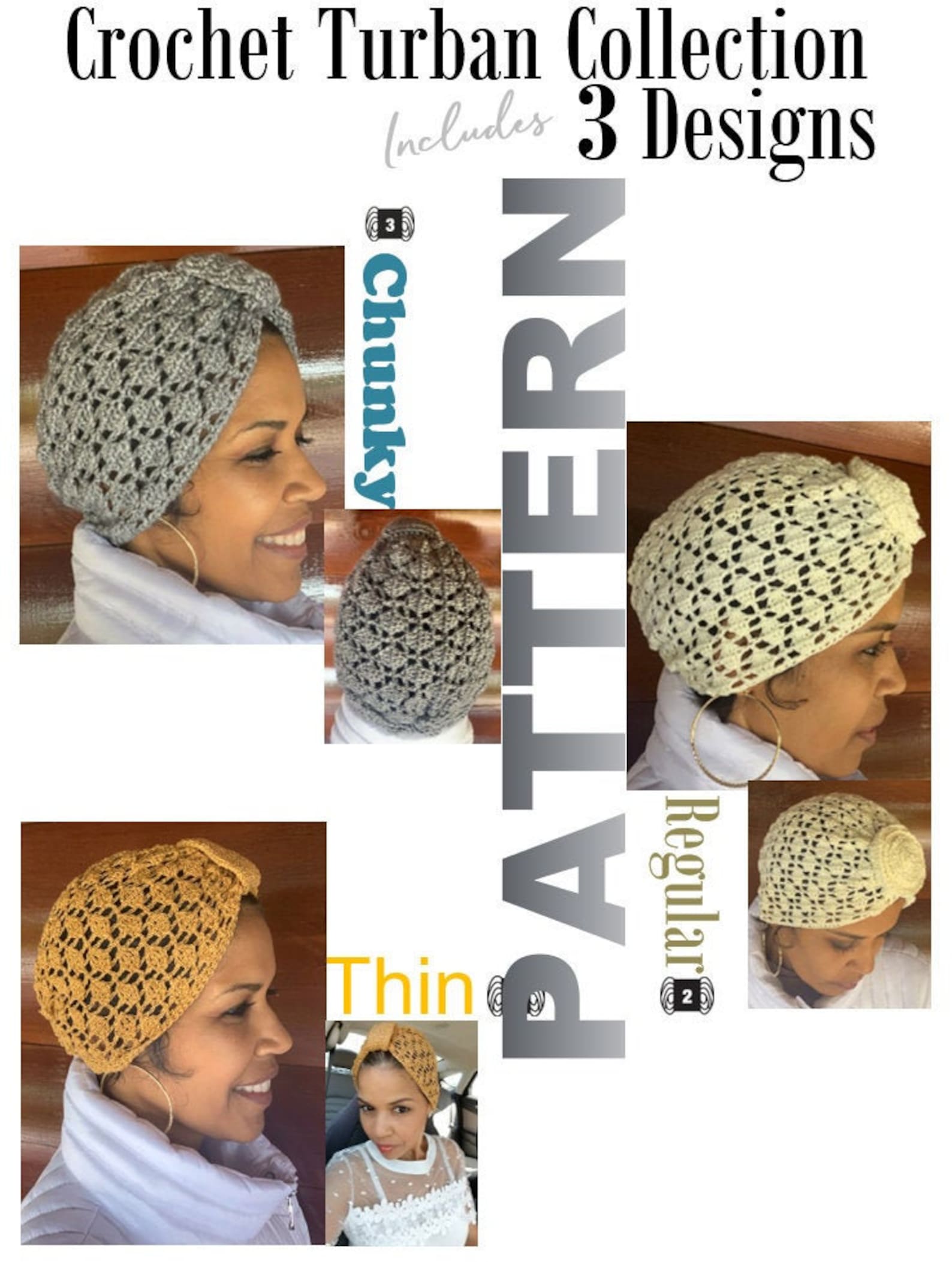 Crochet Turban Pattern Collection 3 Version PDF Crochet | Etsy
