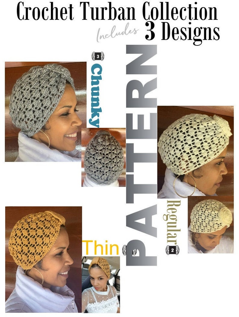 Crochet Turban Pattern Collection 3 Version PDF Crochet - Etsy