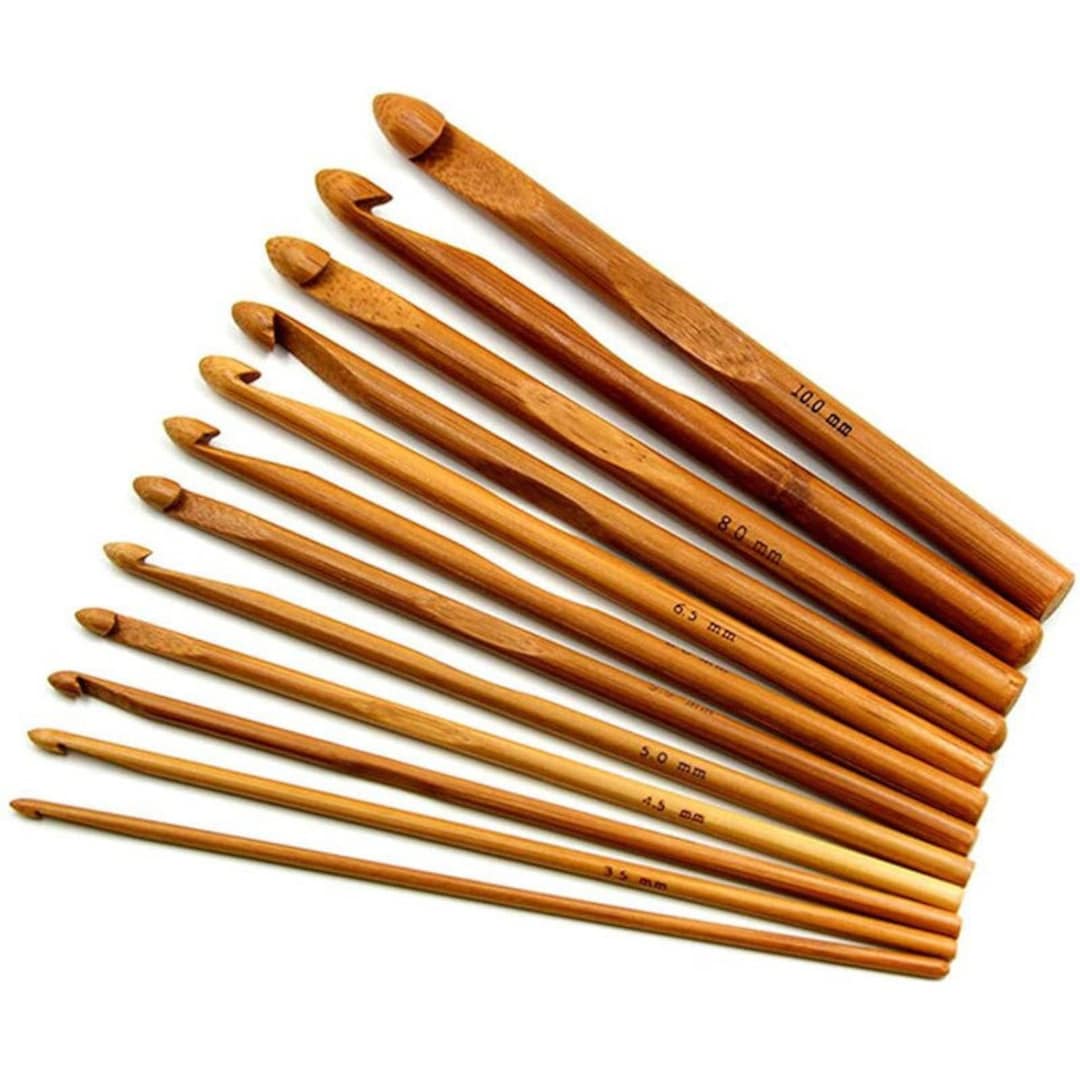 Bamboo Crochet Hooks - Inline - Set Includes 12 Hooks - Beginner ...