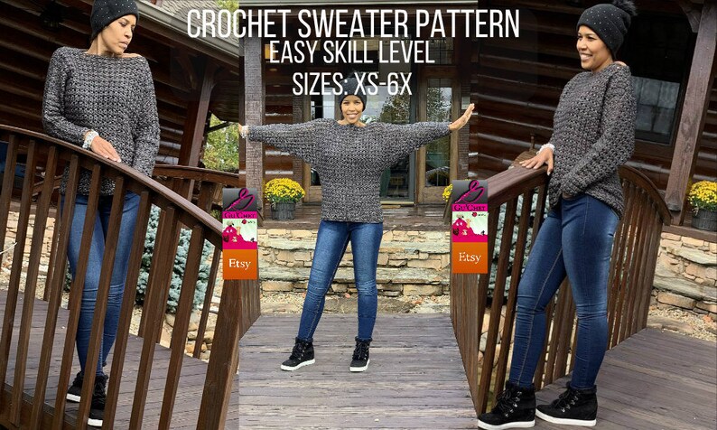 Crochet Sweater Pattern, Sizes: XS-6X, Crochet Clothing Pattern ...