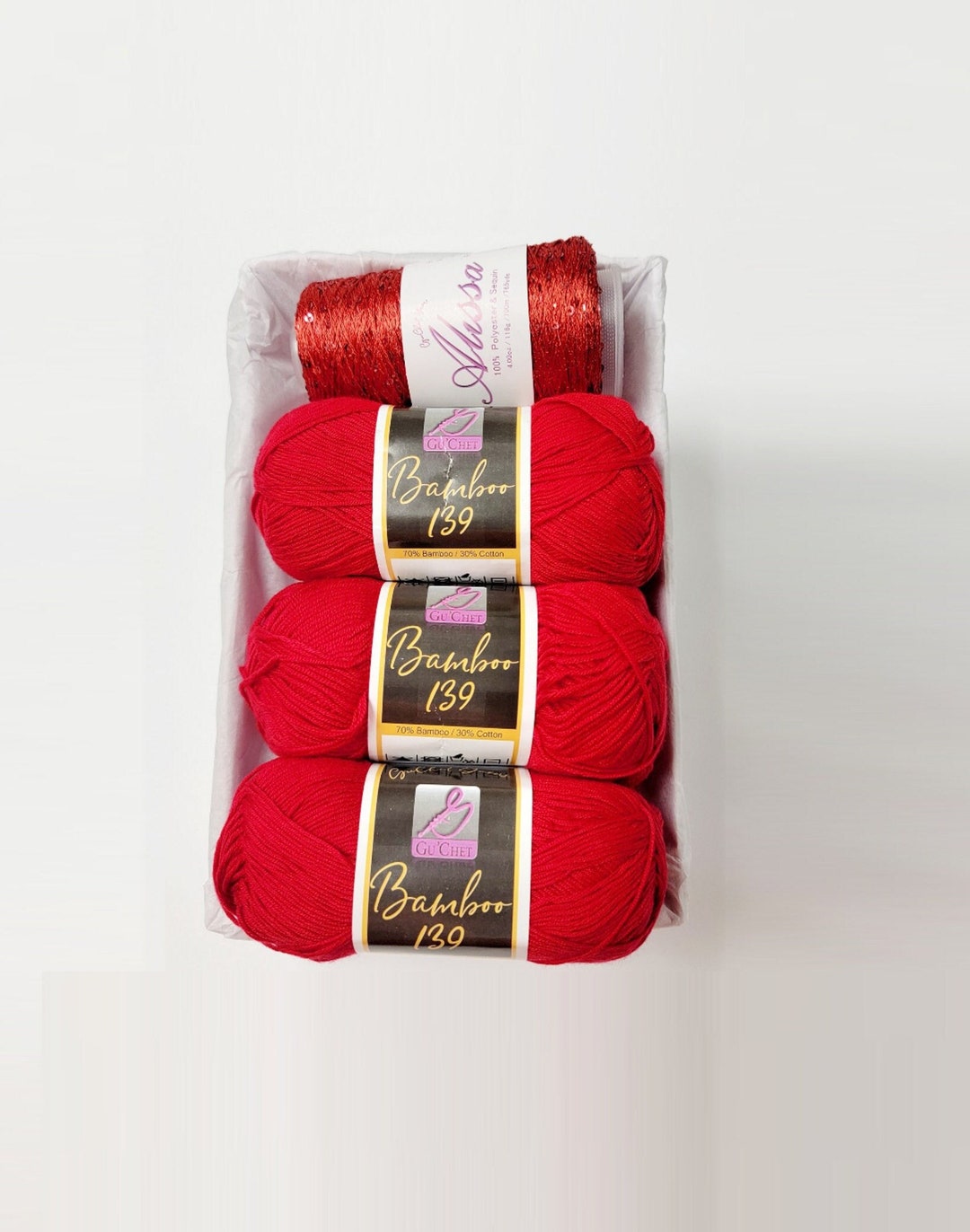 Yarn Gift Set - Bamboo/cotton/sequins Yarn - Gift for Yarn Lover, Gift ...