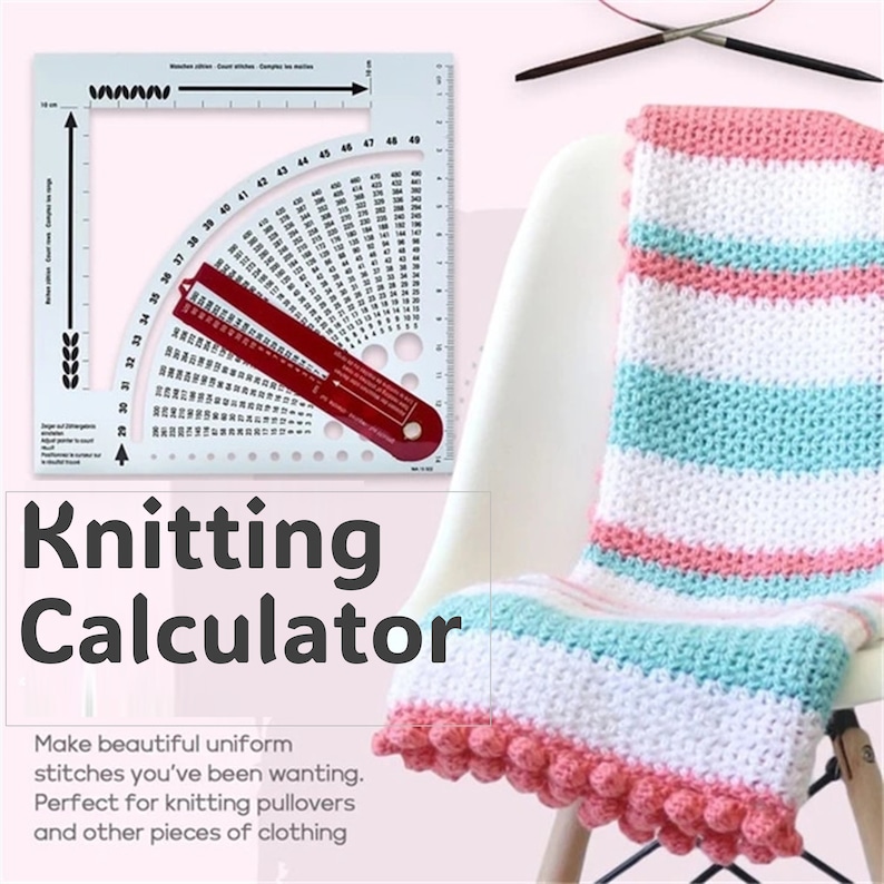 Knitting Gauge Ruler - Knitting Stitch Calculator, Swatch Ruler, Stitch ...
