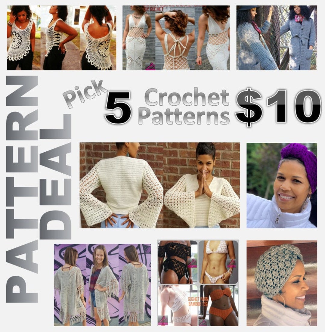 Crochet Pattern Deal, 5 Patterns for 10.00 Dollars, Crochet Pattern ...