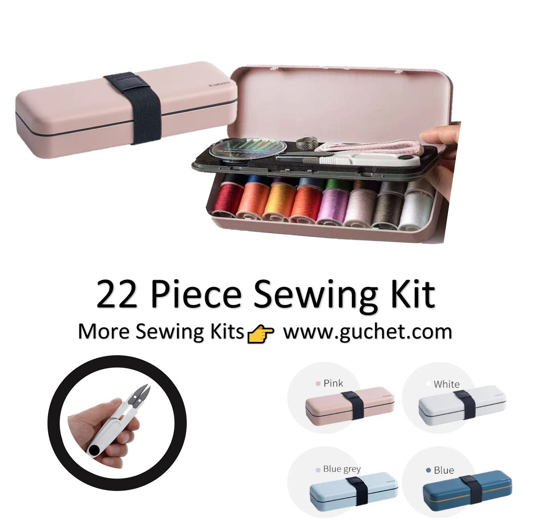 Sewing Kit (22 Pieces) in Plastic Case, Hand Sewing Kit - DIY Sewing ...