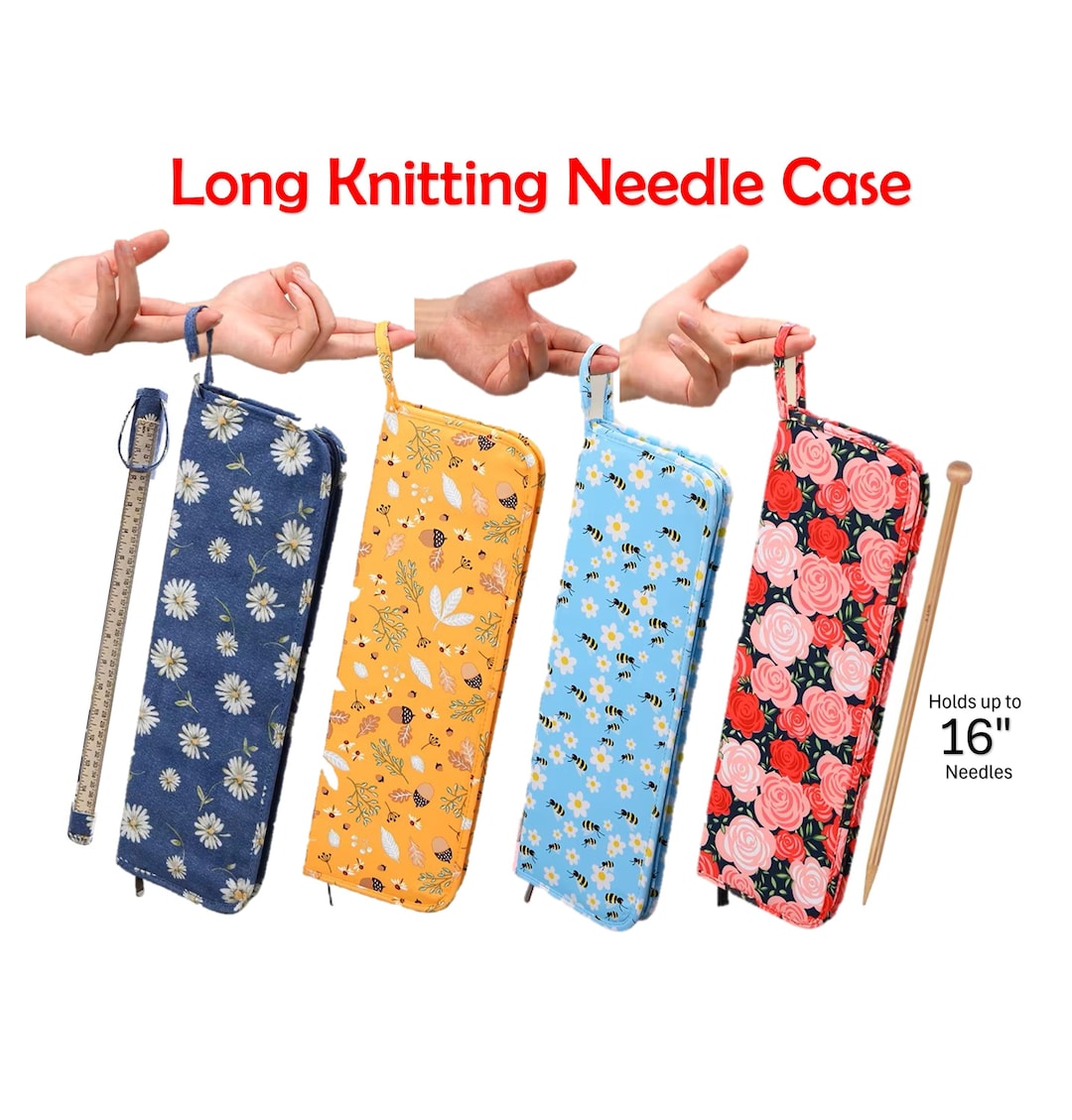 Long Knitting Needle Case - 16.90" LONG - Empty, Case for Knitting ...
