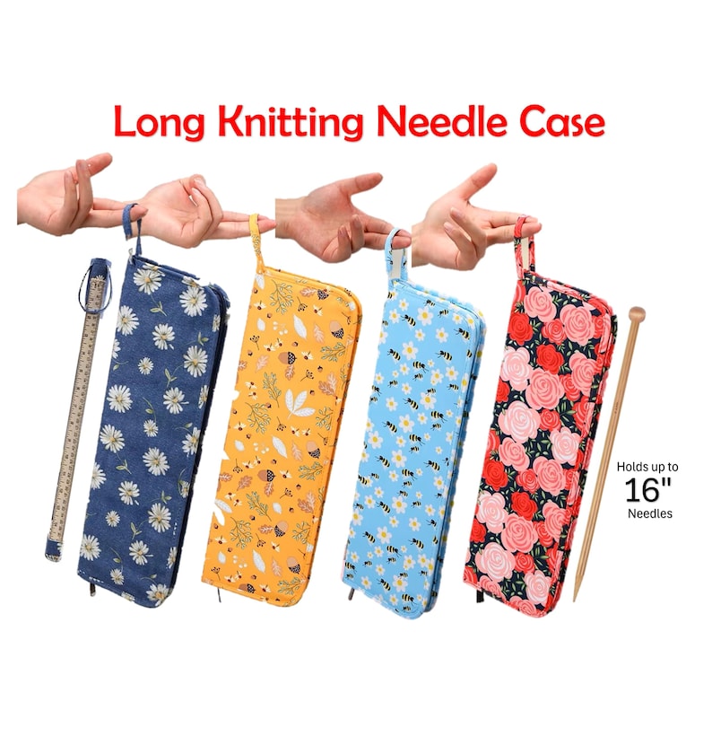 Long Knitting Needle Case - 16.90" LONG - Empty, Case for Knitting ...