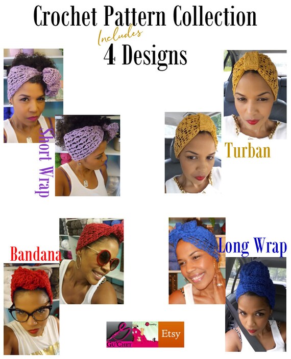 Crochet Hair Wrap Pattern Collection PDF Crochet Pattern | Etsy