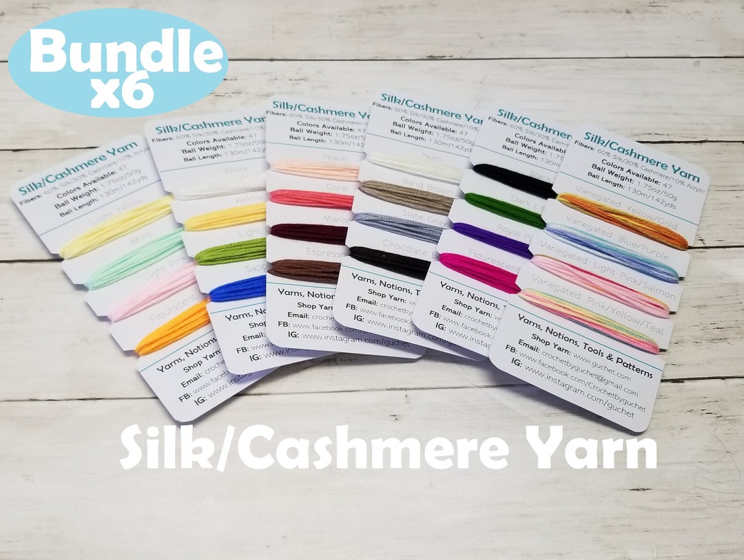 Yarn Sample Card Silk/cashmere Yarn Includes 4 Yarn Samples per Card, 3 ...