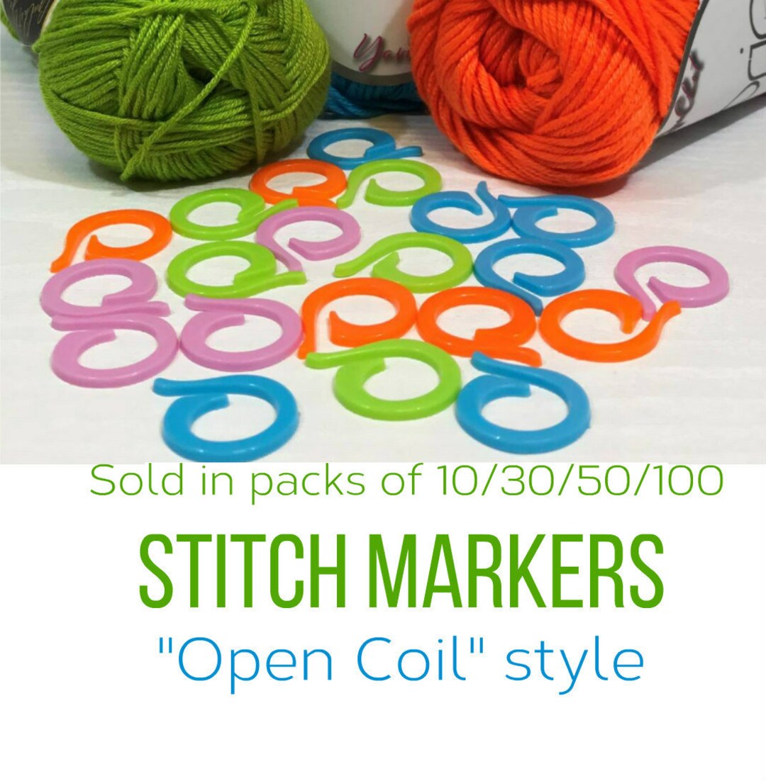 Stitch Markers, Large, Sold in Packs of 10/30/50/100, Open Coil Style ...