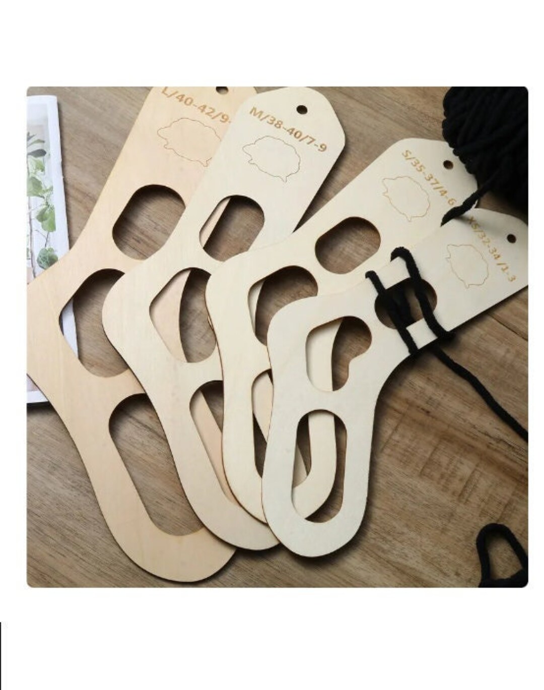 Sock Blockers for Knitting - Wooden - 2 Pc Set - Adult Sizes 32-42 ...