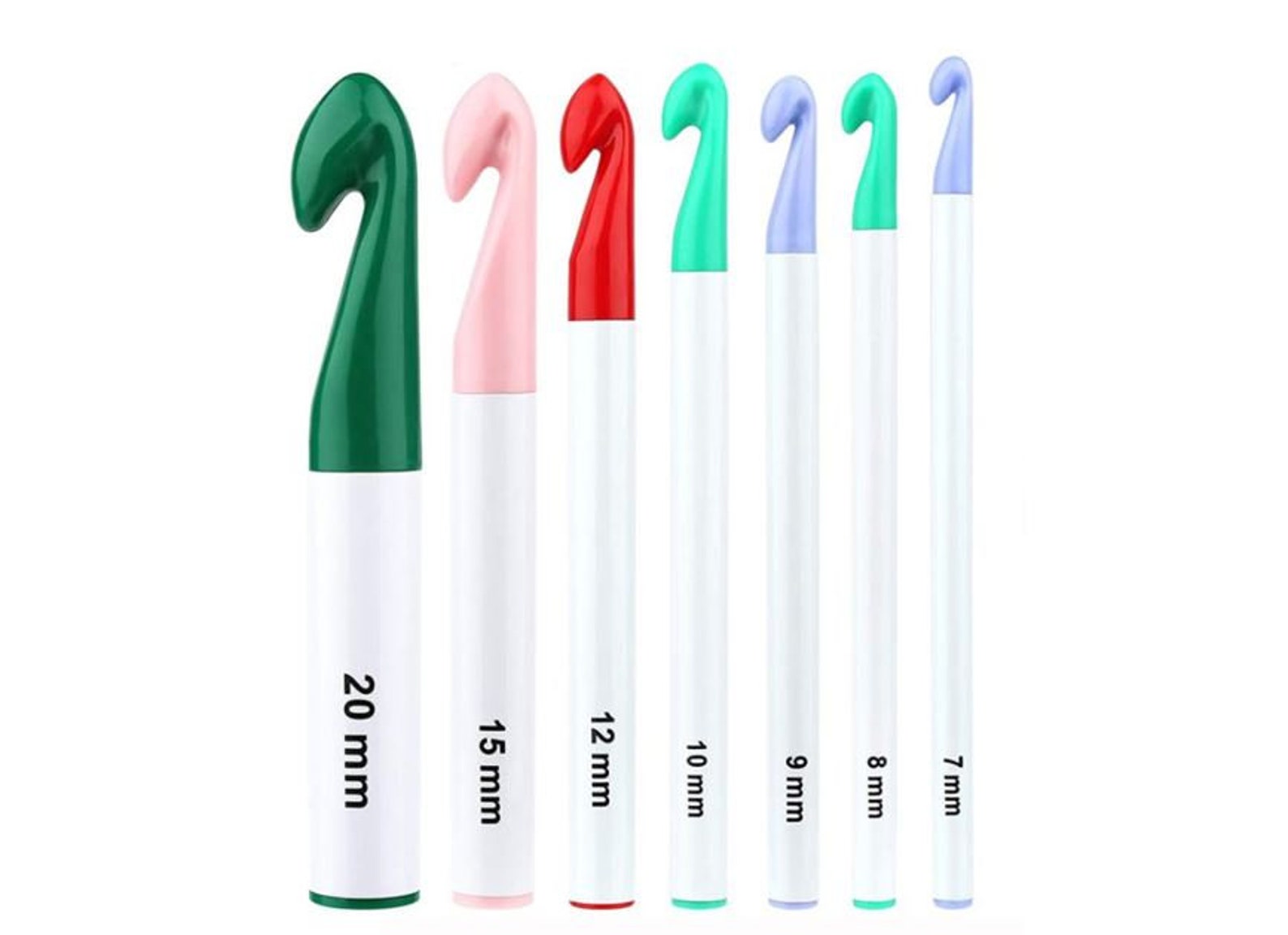 Jumbo Crochet Hook Set - Includes 7 Hook Sizes-20mm, 15mm, 12mm, 10mm ...