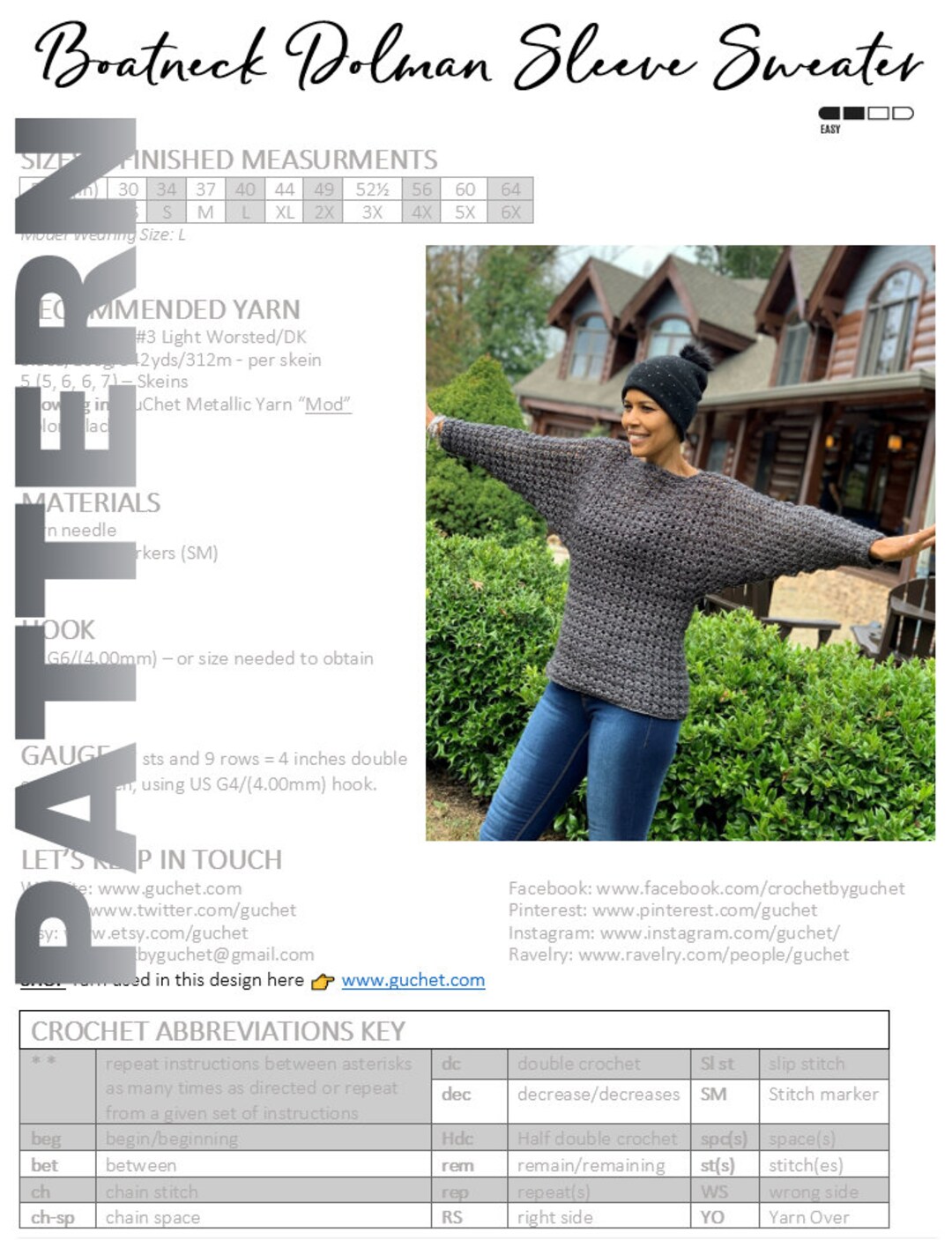 Crochet Sweater Pattern, Sizes: XS-6X, Crochet Clothing Pattern ...