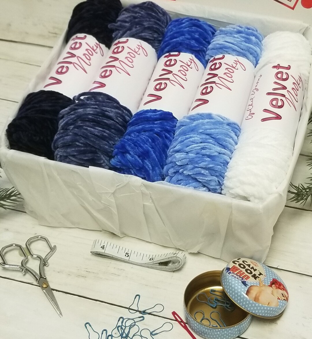 Yarn Gift Set- FREE SHIPPING, Blue Velvet, Yarn Gift, Yarn for ...