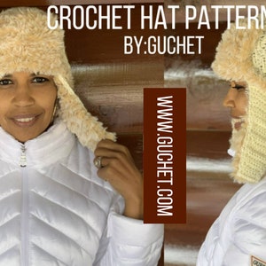 Crochet Hat Pattern, Crochet Trapper, Crochet Brim, Crochet Winter Hat Pattern, Crochet Pattern ...