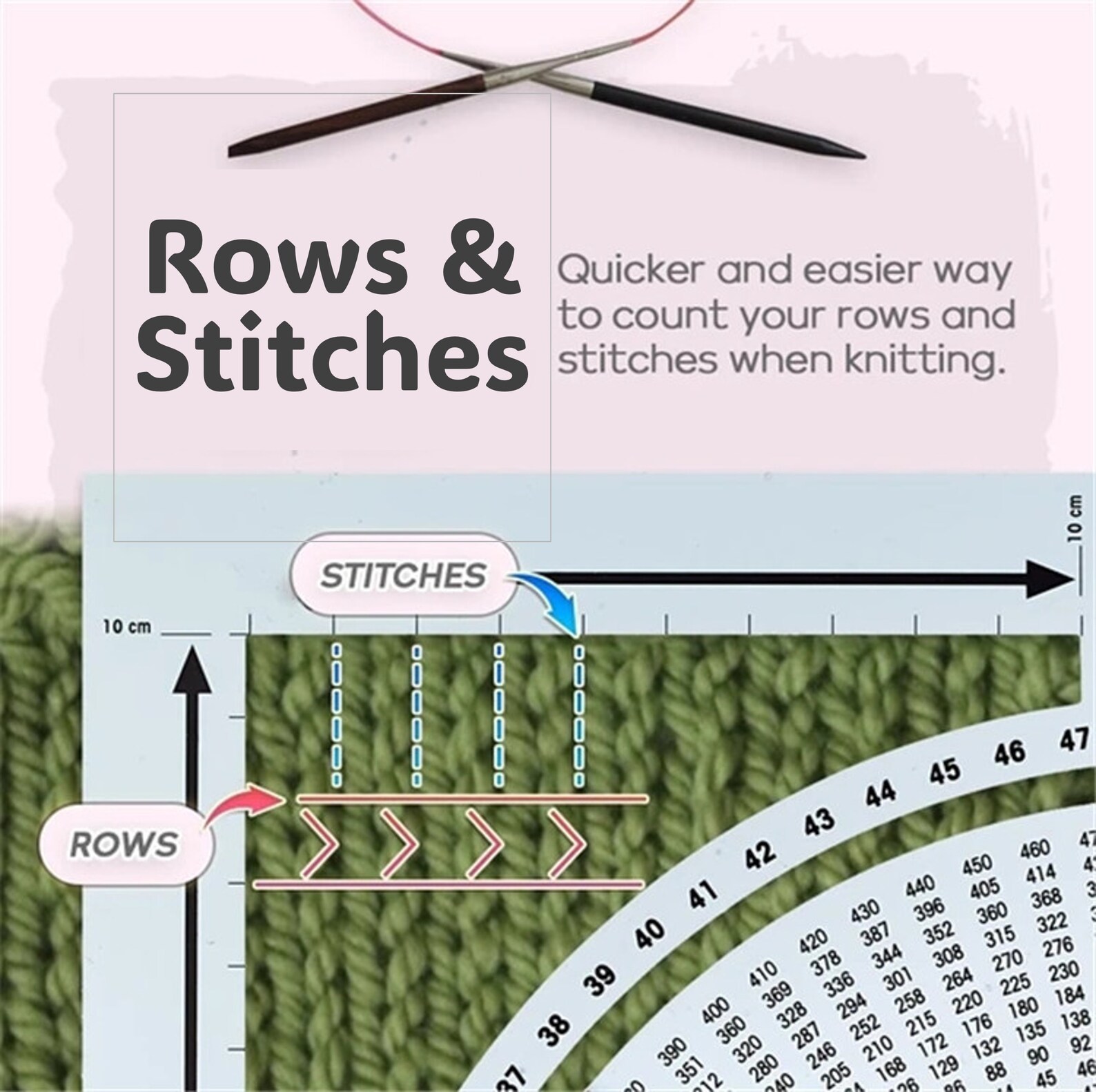 Knitting Gauge Ruler - Knitting Stitch Calculator, Swatch Ruler, Stitch ...