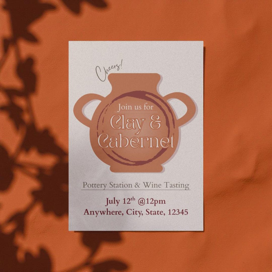 Clay Party Invitation, Sculpt and Sip Party, Wine and Clay Party Theme ...