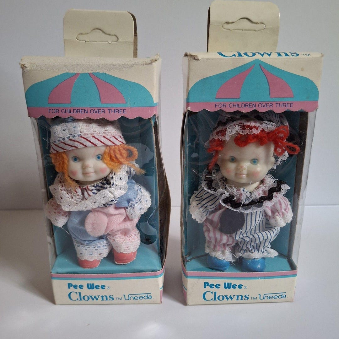 Uneeda Doll Baby Pee Wee Clowns Pocket Size Lot of 2 in Box 1973 Issued ...