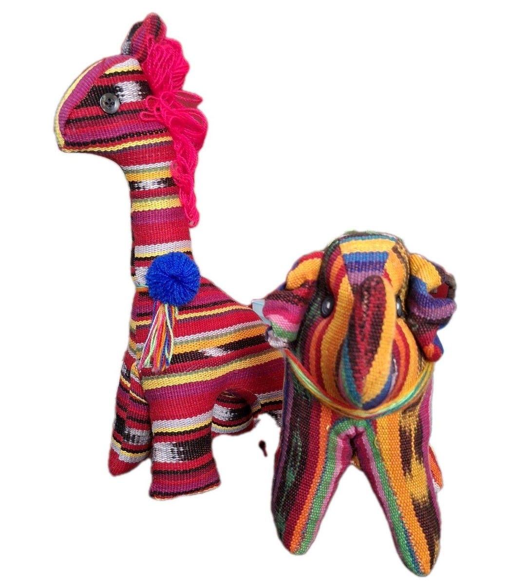 Vintage Folk Art Mexican Woven Elephant and Llama Handmade Animal ...