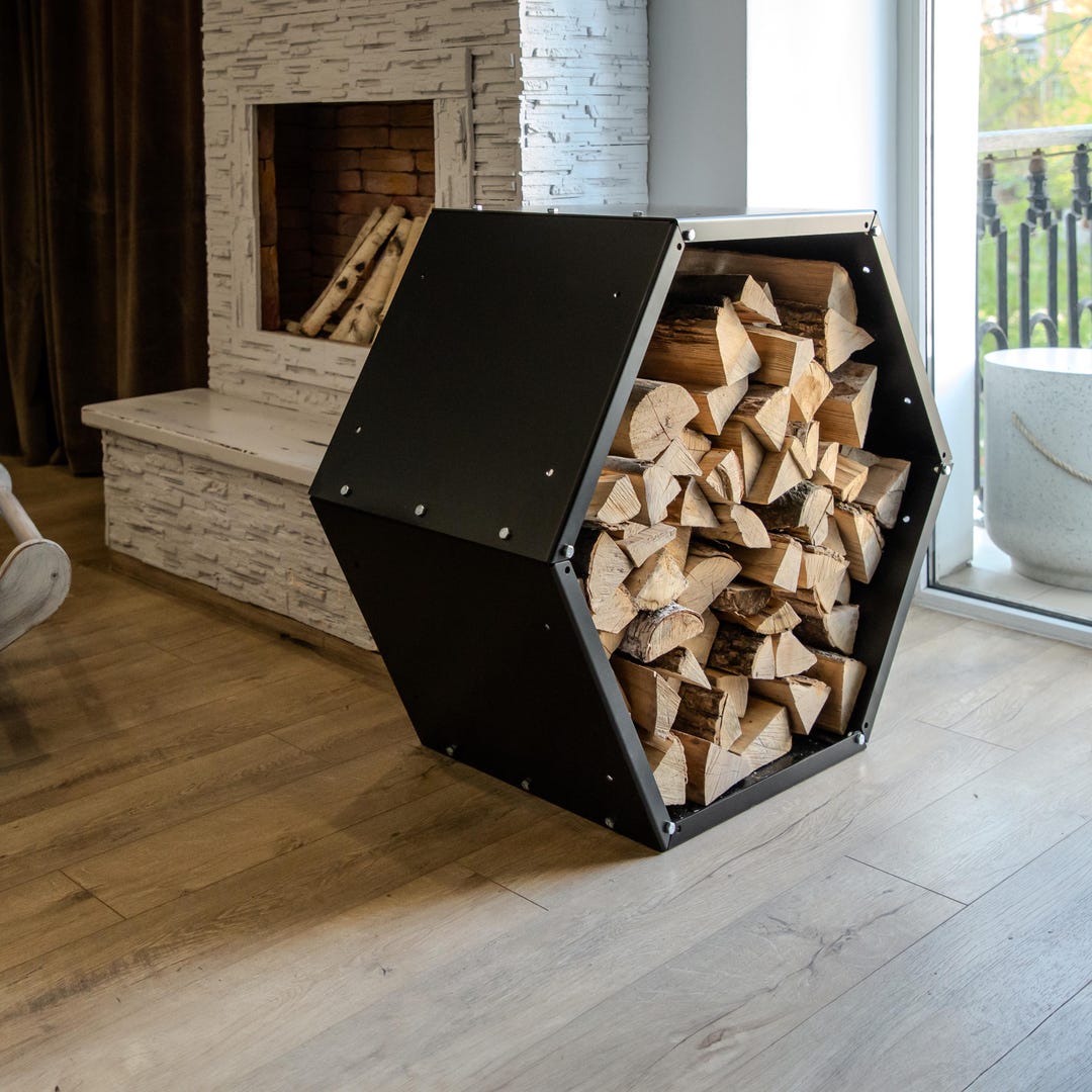 Hexagonal Firewood Rack Modern Hexagonal Steel Firewood Holder Rack for ...