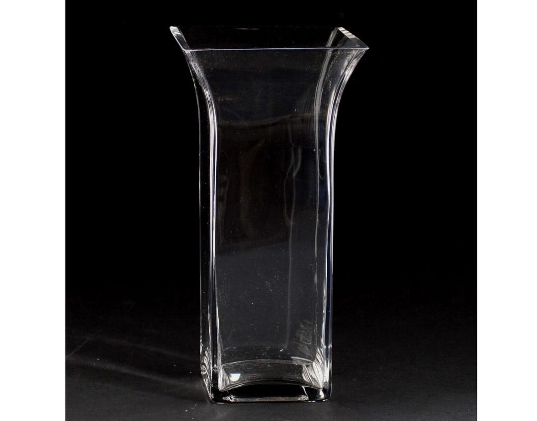Vase Square Flared Top Clear Glass Centerpiece Contemporary Wedding 6 ...