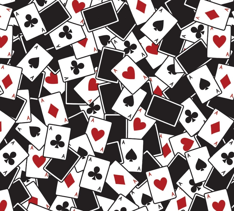 Black Playing Card Pattern Cotton Fabric ,playing Card Pure Cotton ...