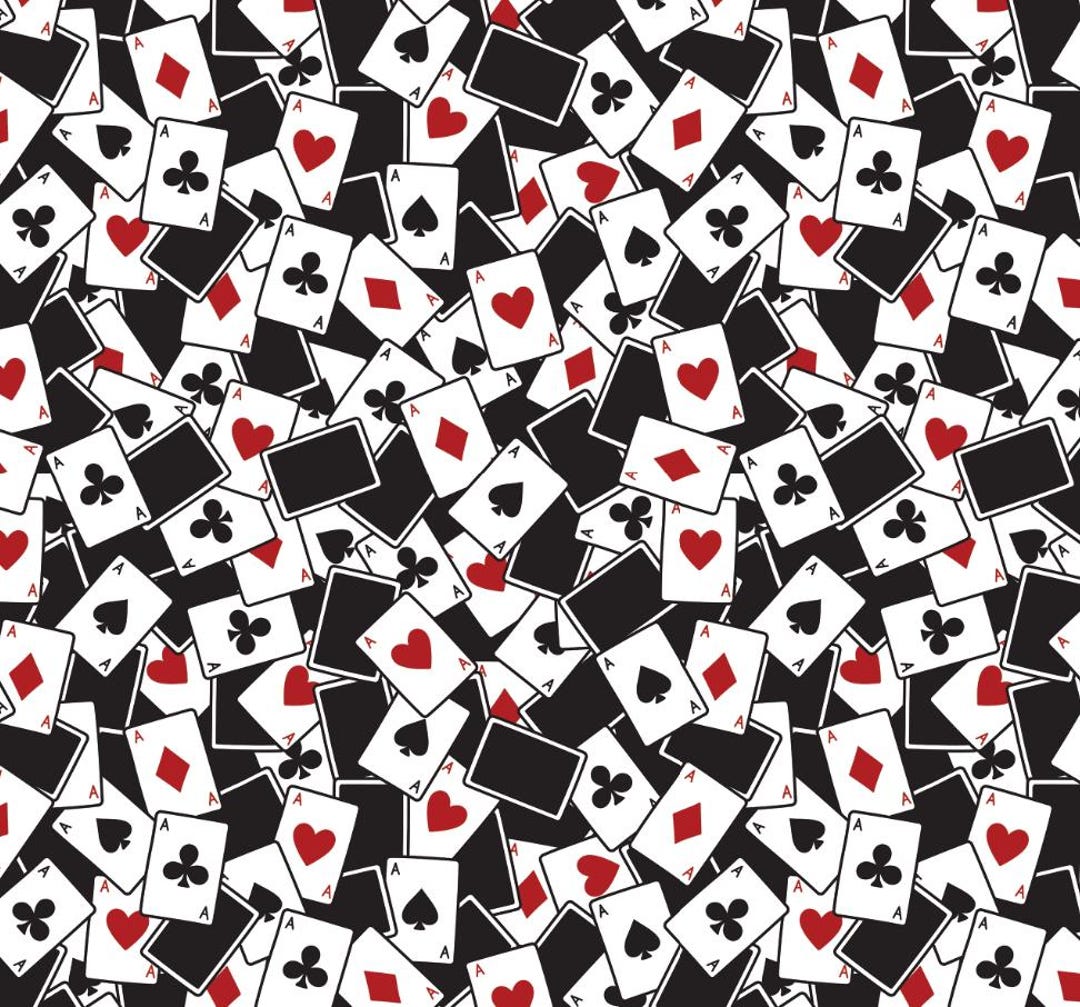 Black Playing Card Pattern Cotton Fabric ,playing Card Pure Cotton ...