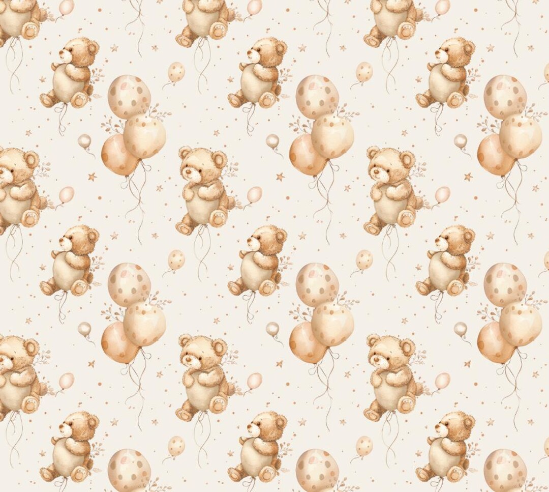Neutral Newborn Baby Bear Fabric-cute Balloon Bear Cartoon Cotton ...