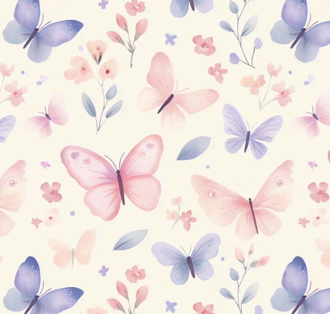 Watercolor Butterfly Pattern Cotton Fabric Butterflies Pattern Fabric ...