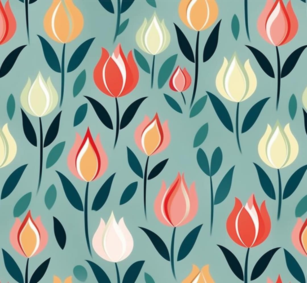 Tulip Floral Mother's Day Floral Pattern Cotton Fabric Tulip Pattern ...