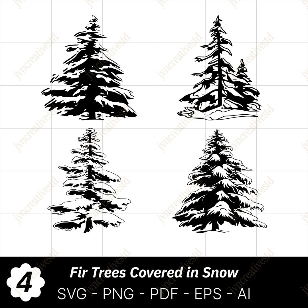 Snowy Fir Tree SVG Set – for Laser Engraving, Cricut, Silhouette ...