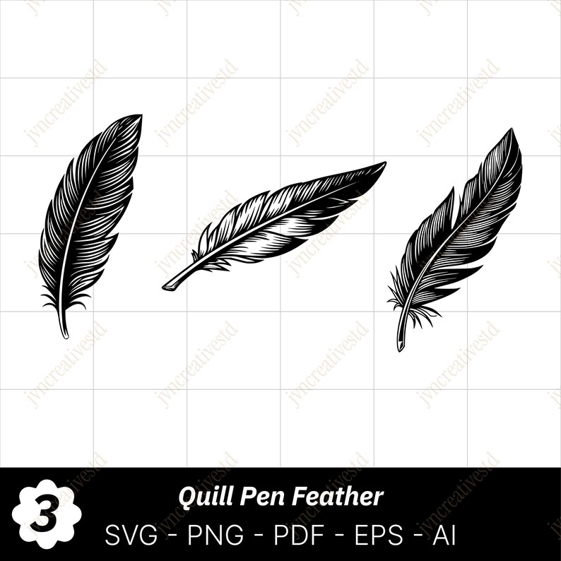 Vintage Quill Pen Feather SVG Bundle – Writing Illustration Set - Etsy