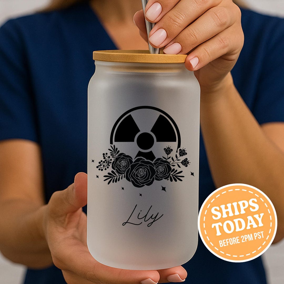Radiation Symbol Floral Tumbler, Personalized Science Cup, Chemistry ...